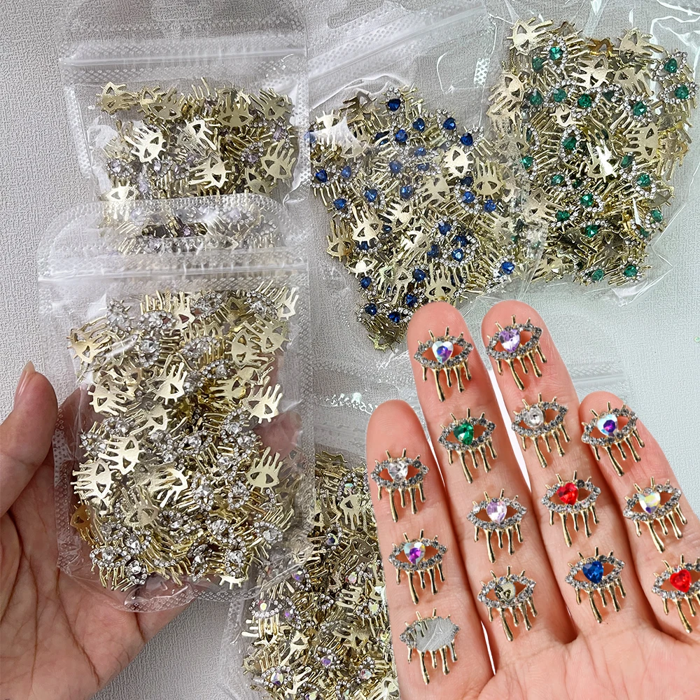 10Pcs-Evil-Eye-Nails-Art-Charms-3D-Diamond-Inlay-Edge-Blue-Eyes-Design ...