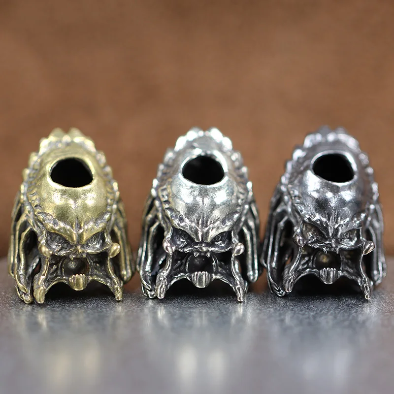 Alien Beast Face Iron Warrior Knife Bead Handmade Woven Paracord ...