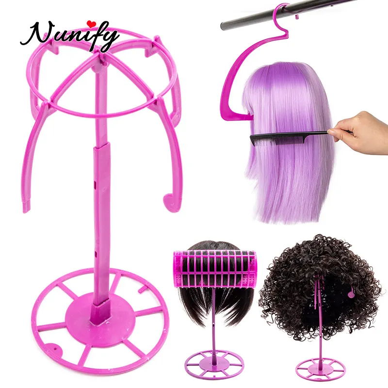 Portable-Wig-Stand-Pink-Plastic-Wig-Hanger-For-Multiple-Wigs-5Pcs ...