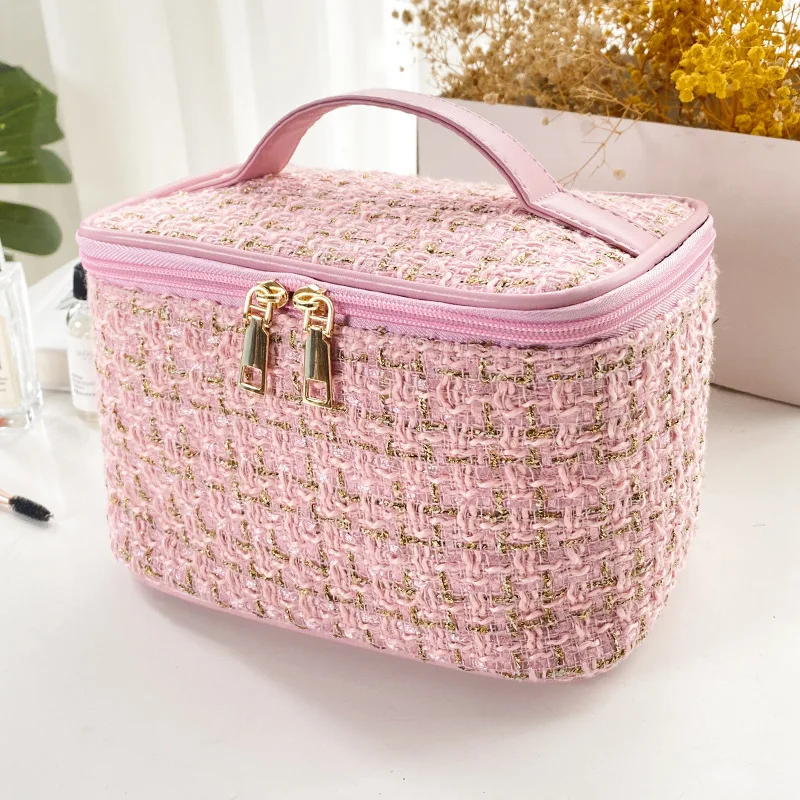 New-Korean-plaid-portable-small-fragrance-makeup-bag-Large-capacity ...