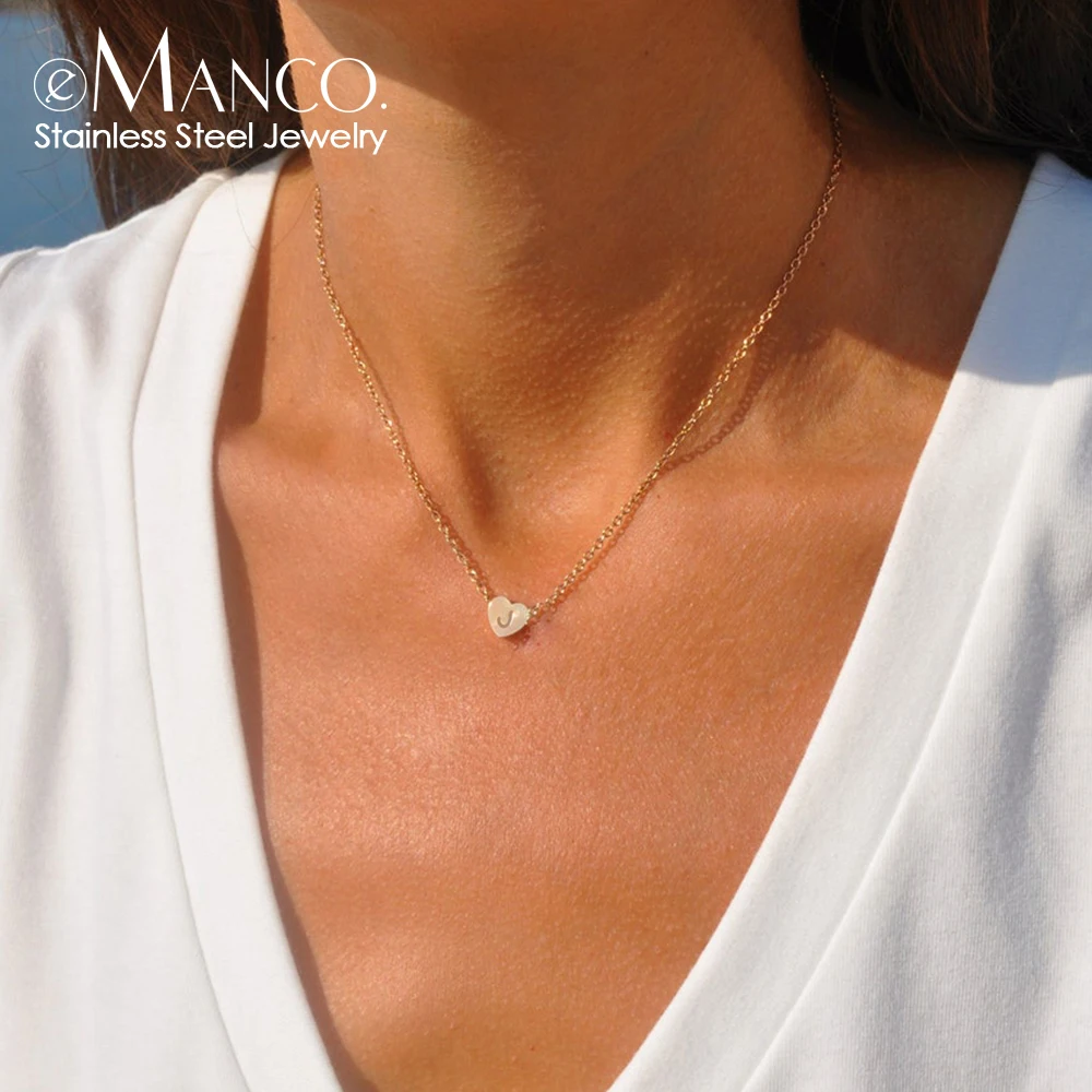 Emanco Moda Feminina Simples 26 Letras Pingente Colar Personalidade ...