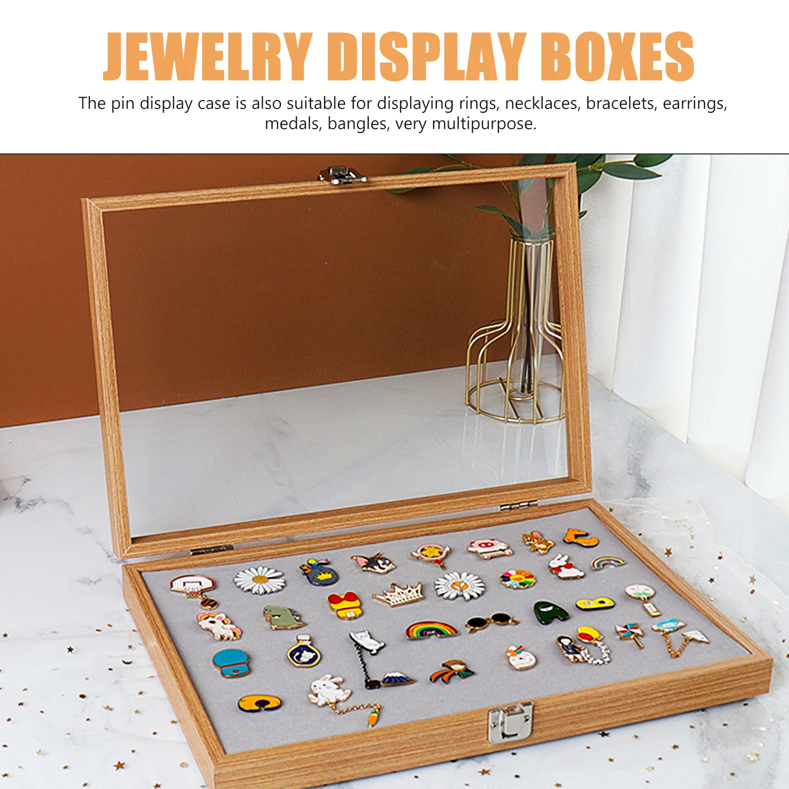 Pin Display Case Brooch Storage Box Jewelry Container Medal Holder ...