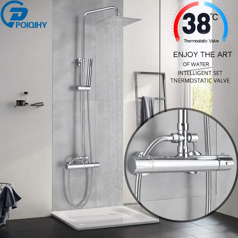 Thermostatic-Bathroom-Shower-Set-Chrome-8-10-12-inch-Square-Shower-Head ...