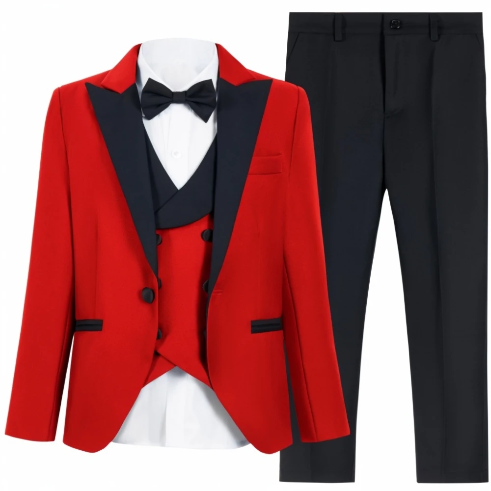Red-Handsome-Boy-Suit-Set-For-Christmas-Formal-Tuxedo-Suits-for-Wedding ...