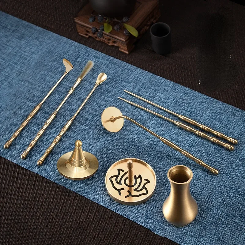 5-Pieces-set-Brass-Incense-Accessories-Tower-Incense-Mold-spoon-shovel ...