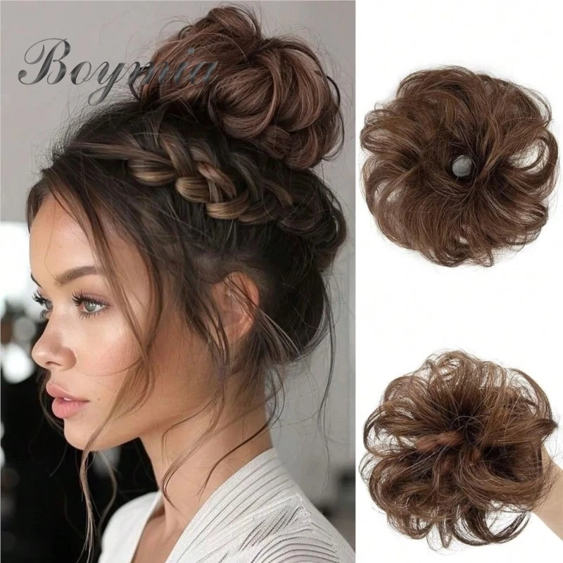 Messy Bun Hair Piece Curly Natural Human Hair Bun Chignon Updo Donut ...