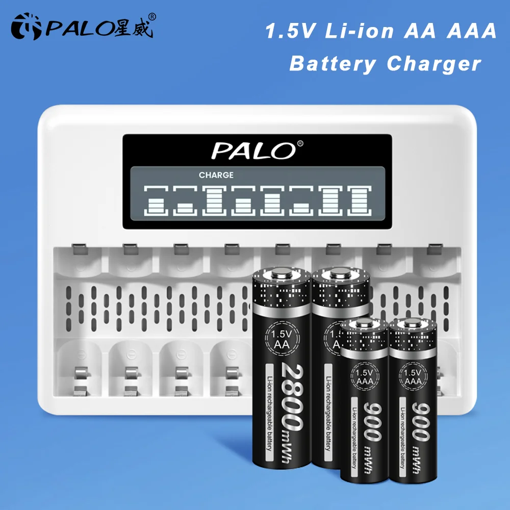 Carregador para 1.5v AA AAA Bateria Recarregável Li ion 4 8 Slots Rápido Carregador Inteligente ...