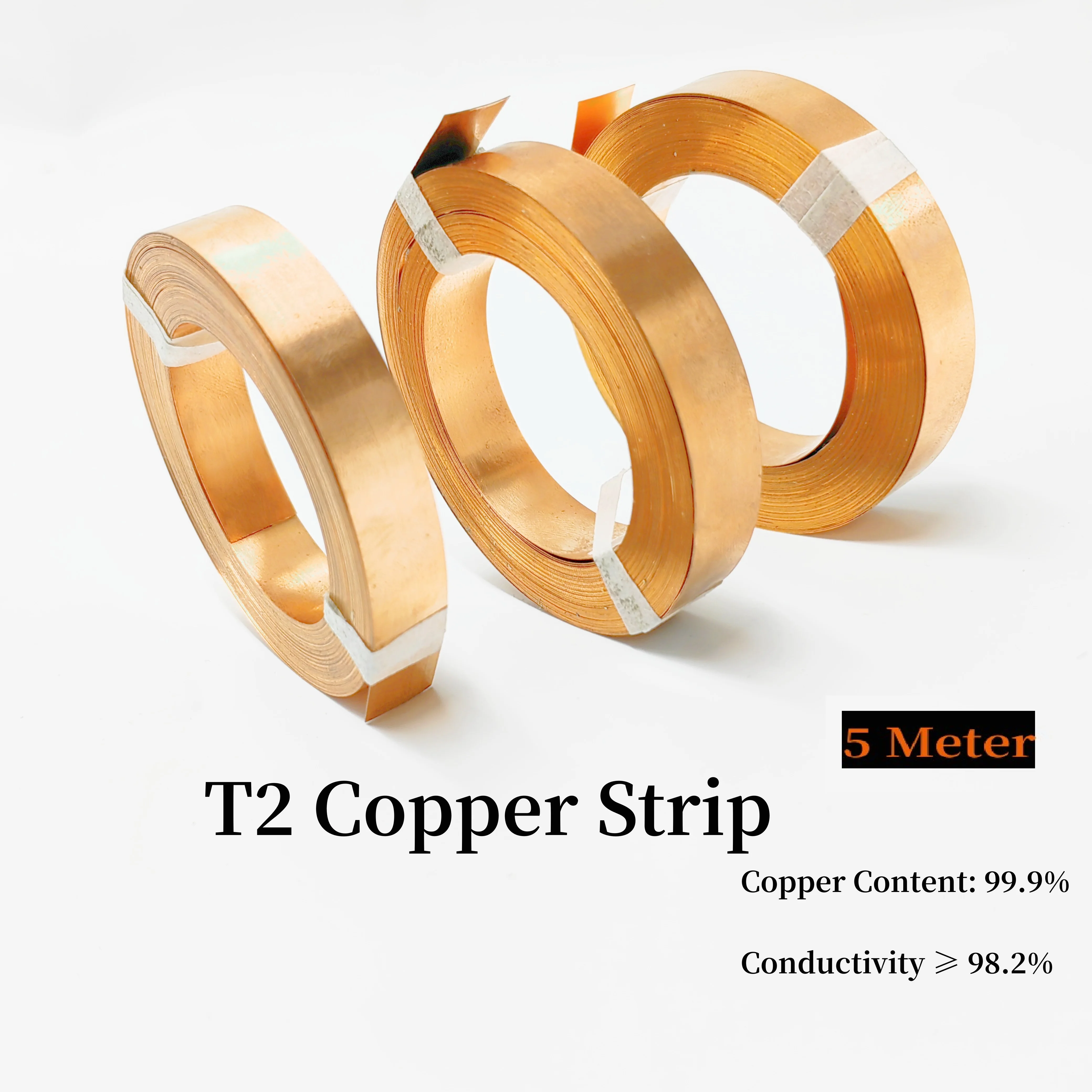 Bande de cuivre T2 haute pureté, 99.99% cuivre pur, 5 mètres, sangle ...