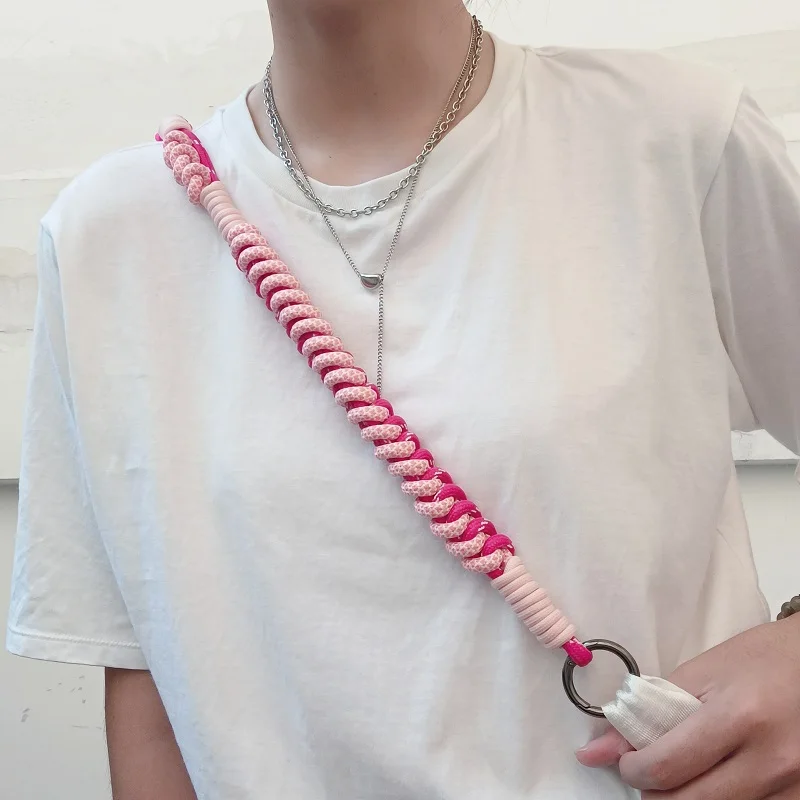 Rope-to-Hang-the-Mobile-Cord-Pink-Strips-Key-Ring-Lanyard-Handmade ...