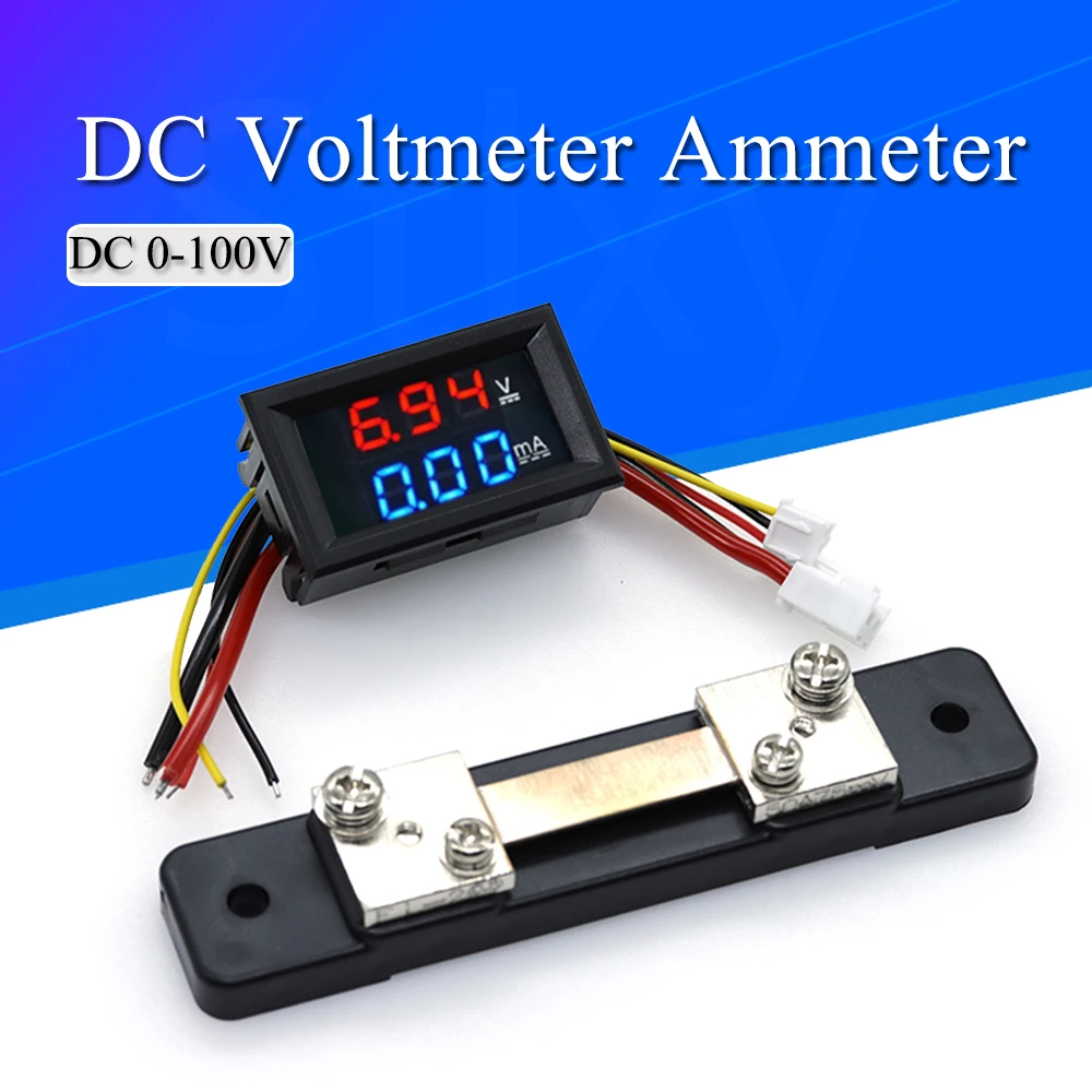 Mini Digital Voltmeter Ammeter DC0-100V 50A 100A Panel Amp Volt Voltage ...