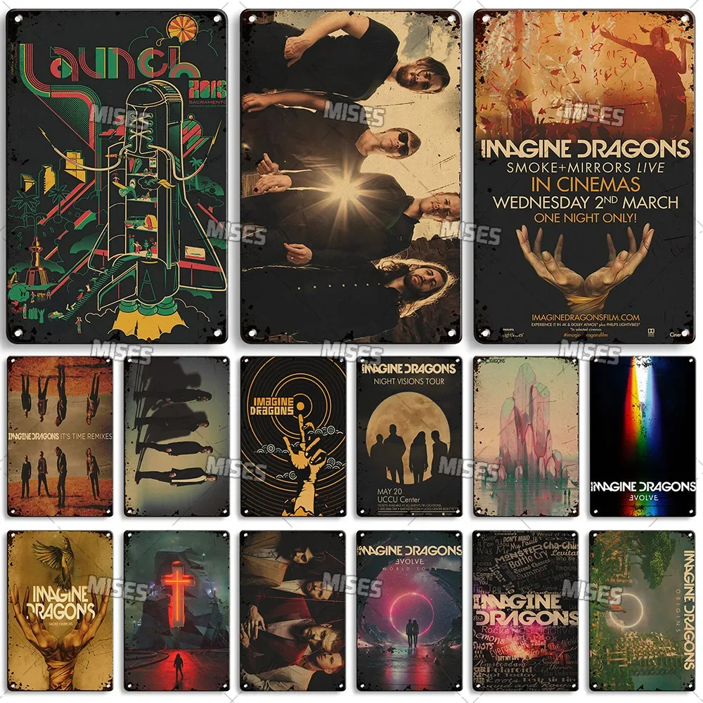 MISES Imagine Dragons Rock Band Metal Plaque Rusty Vintage Poster ...