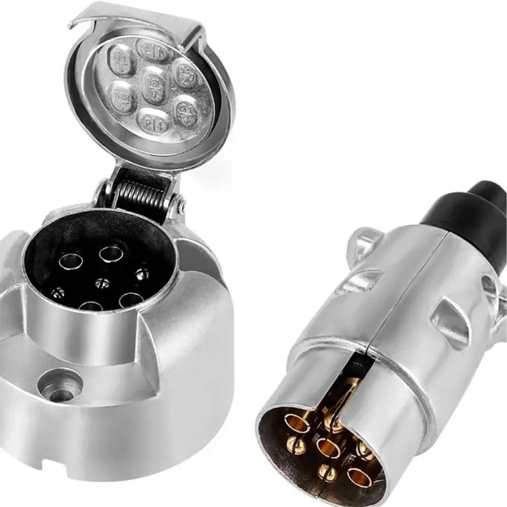 1-Set-Trailer-Plug-Socket-7-Pin-Aluminum-Alloy-Plug-Trailer-7-Pole ...