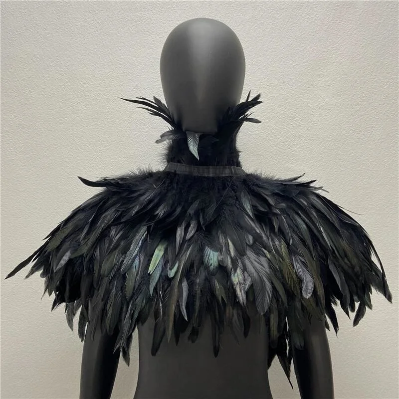 Shoulder Cape for Women Cloak Party Coat Feather Punk Gothic Coat Woman ...