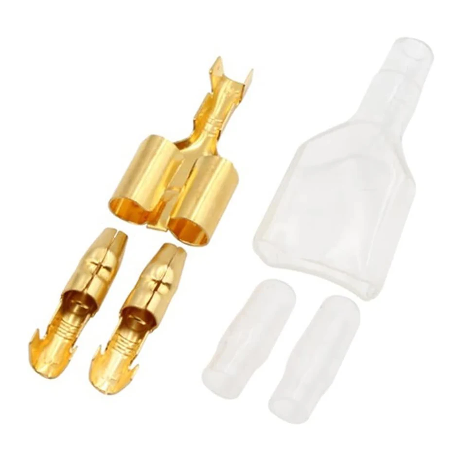 100 Sets Double Spade Connector 2 to 1 Motorcycle Wire Splice - for 4mm ...