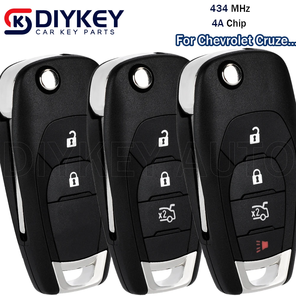 DIYKEY 2 / 3 / 4 Buttons Remote Car Key 433MHz 4A Chip For Chevrolet ...