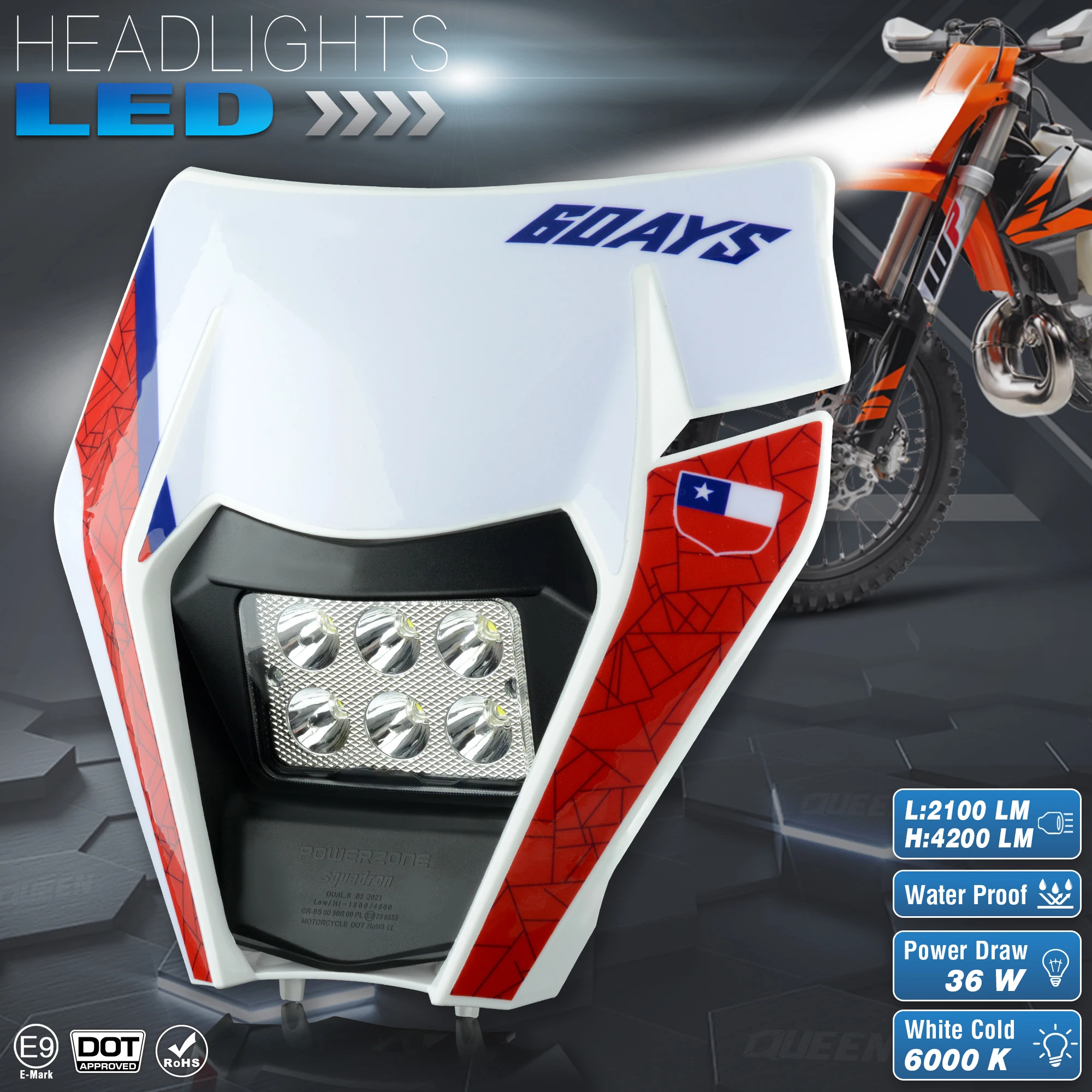 Faro delantero LED para motocicleta, luz de carenado de Supermoto para ...
