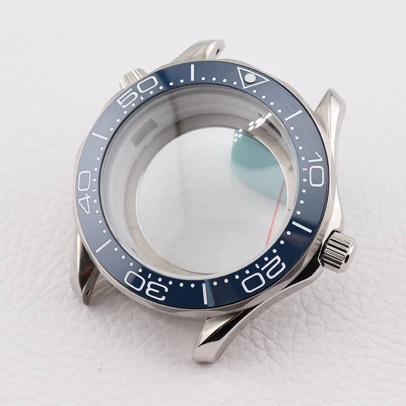 42mm Black Seamaster 300 NH35 Case Mineral Glass Mens Divers Watch ...