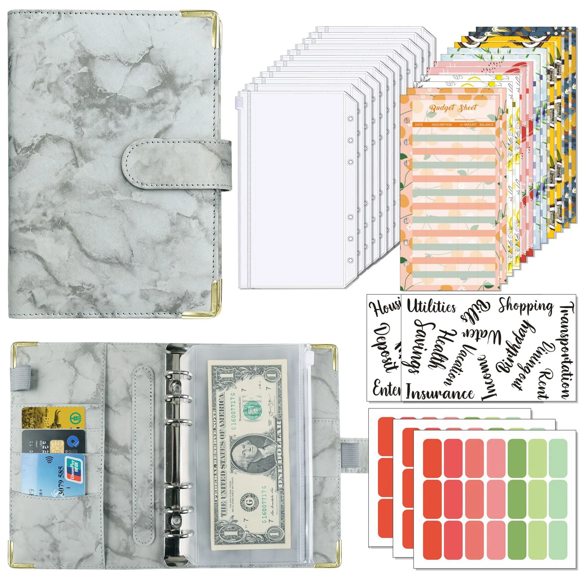A6-Budget-Binder-with-Cash-Envelopes-Expense-Budget-Sheet-Label ...