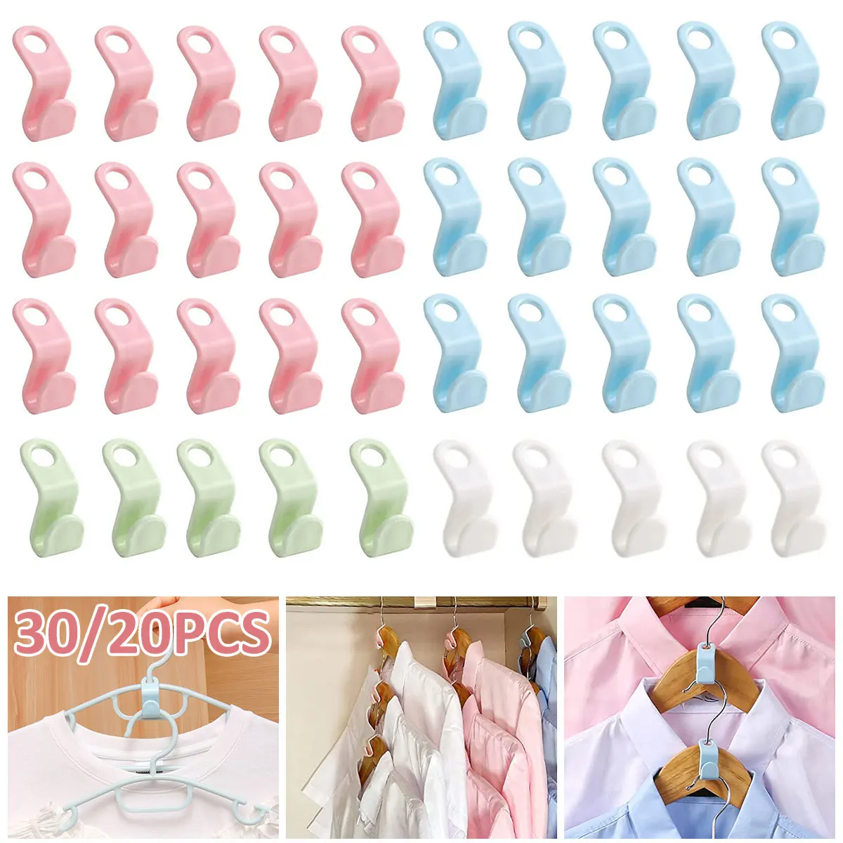20-30Pcs-Mini-Clothes-Hanger-Connector-Hooks-Plastic-Coat-Hanger ...
