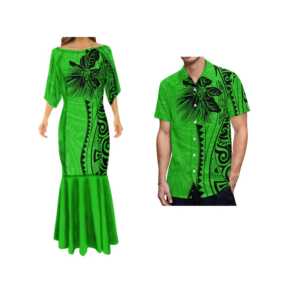 Off-Shoulder-Mermaid-Skirt-Polynesian-Tribal-Print-Women-Dresses-7XL ...