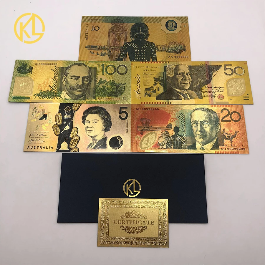 More Australia 100 Dollar Gold Banknote Plated Colorful AUD 100 50 20 ...