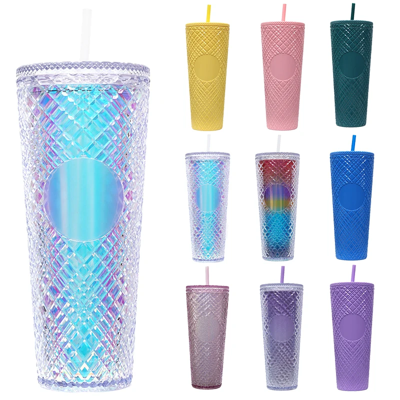 710ML Diamond Radiant coffee cup With Lid and Straw Water Mug Tumbler ...
