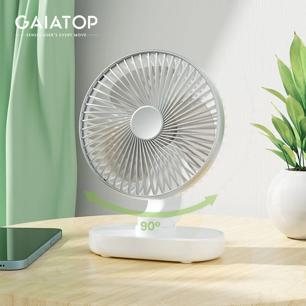 GAIATOP Table Fan 4 Speed Portable Mini Fan Ultra Quiet Rechargeable ...