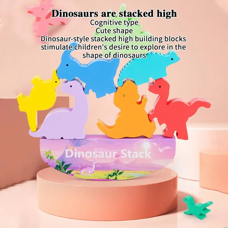 Dinosaur Stacking Toys Wooden Dino Stacking Game Preschool Montessori ...