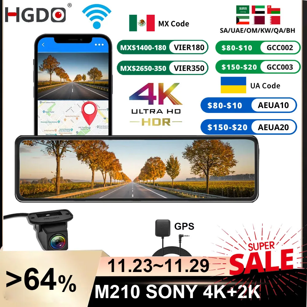 HGDO-M210-4K-2K-Dash-cam-GPS-WIFI-Vorne-SONY-IMX415-R-ckspiegel-Video ...