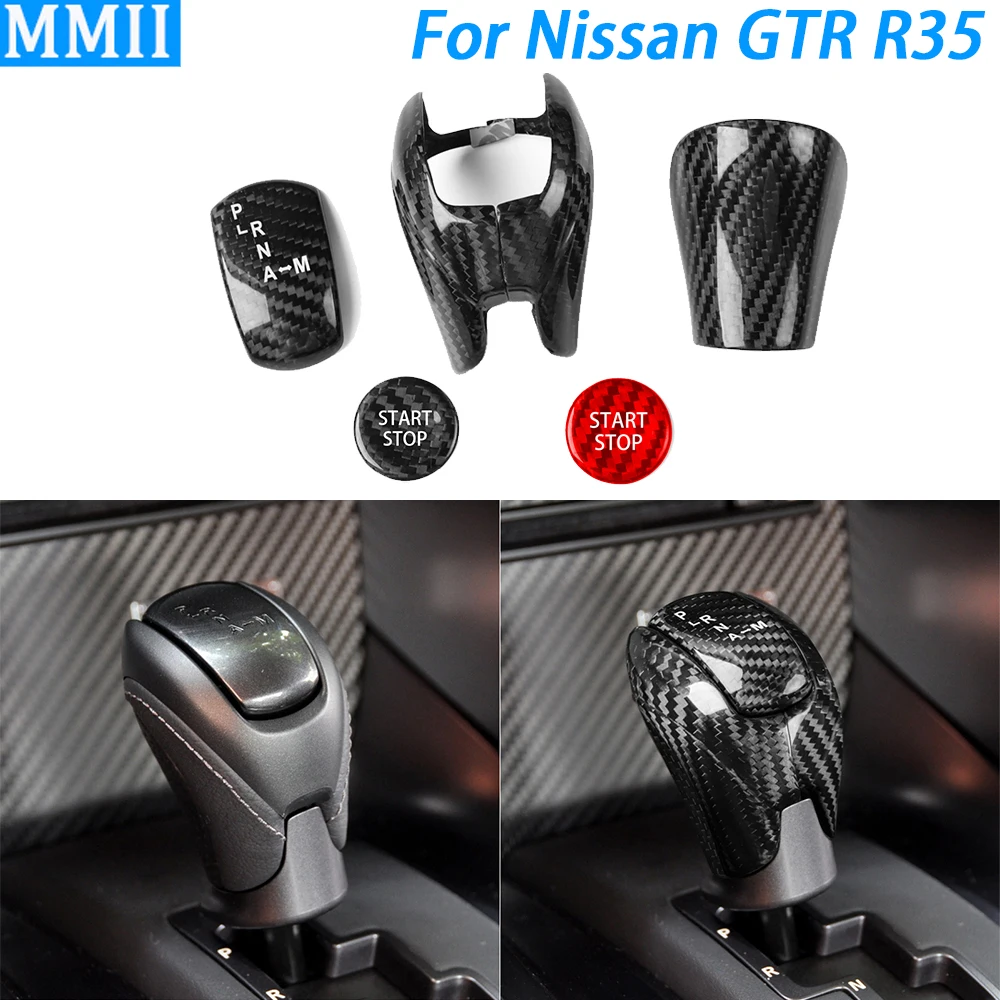 For-Nissan-GTR-R35-2008-2016-Real-Carbon-Fiber-Gear-Shift-Handle-Head ...