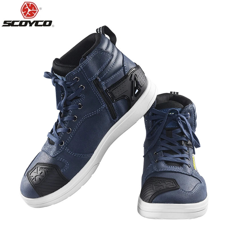 SCOYCO Men Moto Boots Microfiber Leather Leisure Street Motorcycle shoe ...