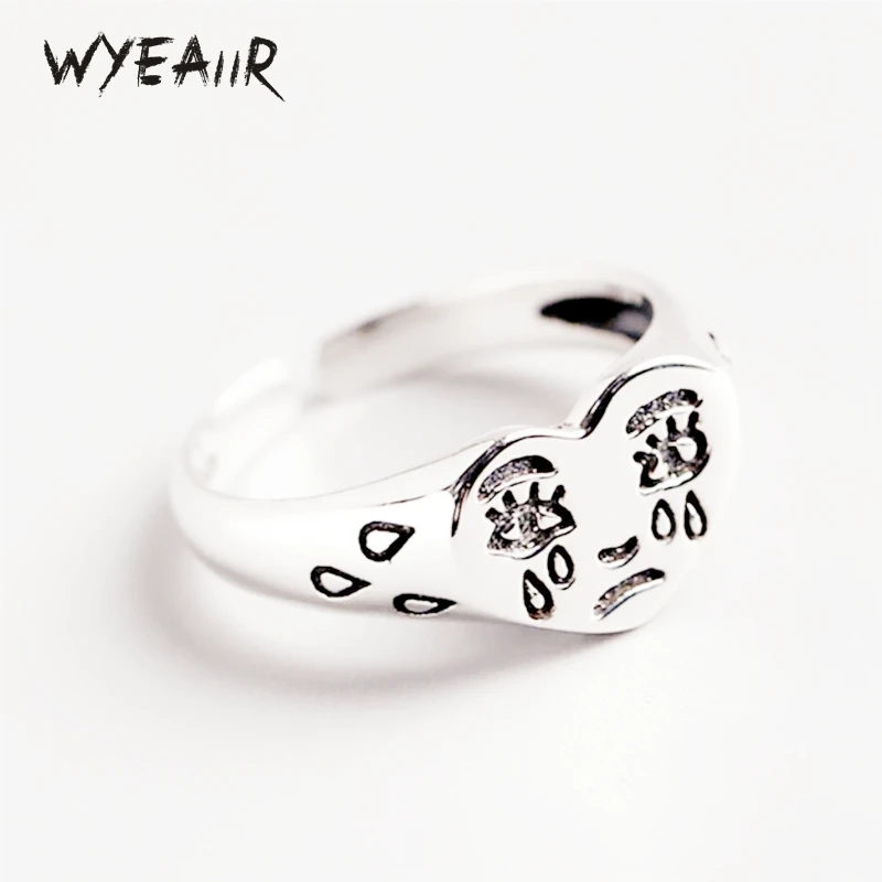 WYEAIIR-925-Sterling-Silver-Sad-Tears-Cry-Resizable-Anel-De-Abertura ...
