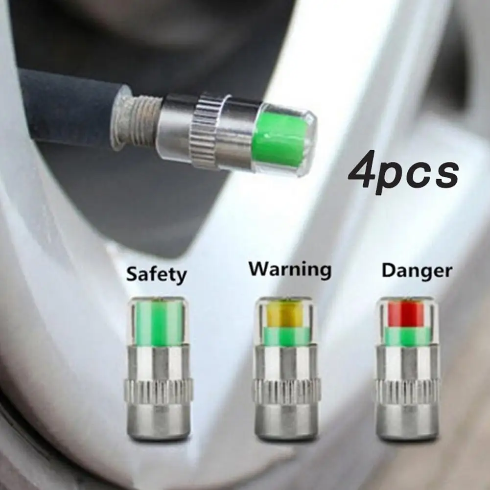 4pcs Car Tire Pressure Monitoring System Gauge Cap Automobile Wireless ...