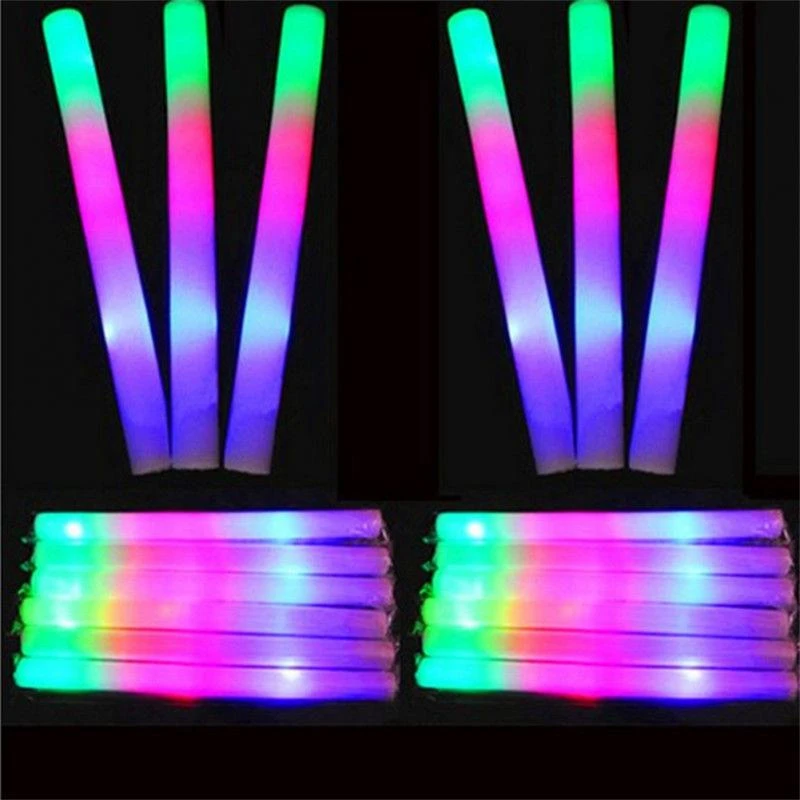 5Pcs LED Colorful Glow Sticks Foam Stick Cheer Tube RGB LED Glow Sponge ...