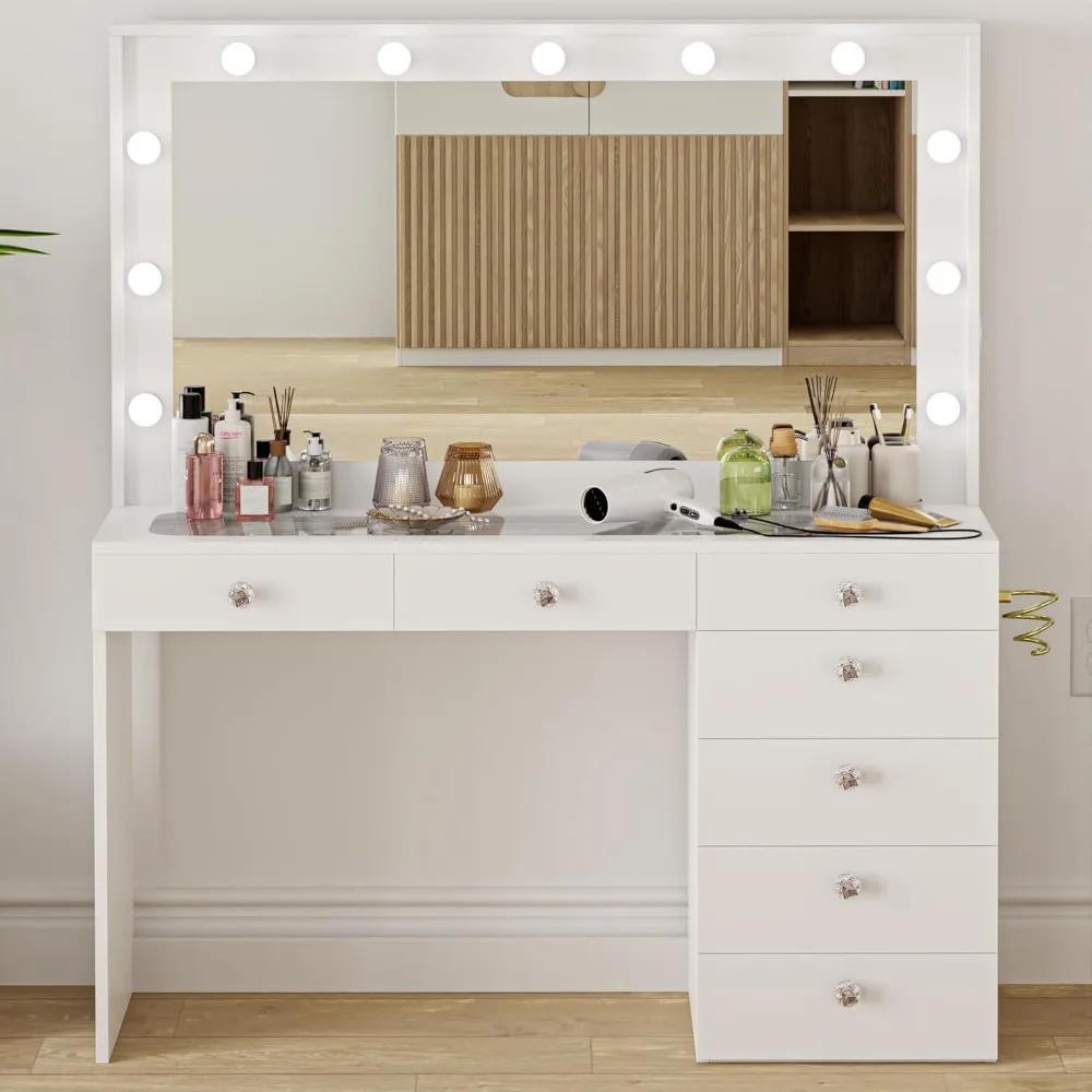 Serena Large Makeup Vanity with Hollywood lights – Health And Beauty Queen