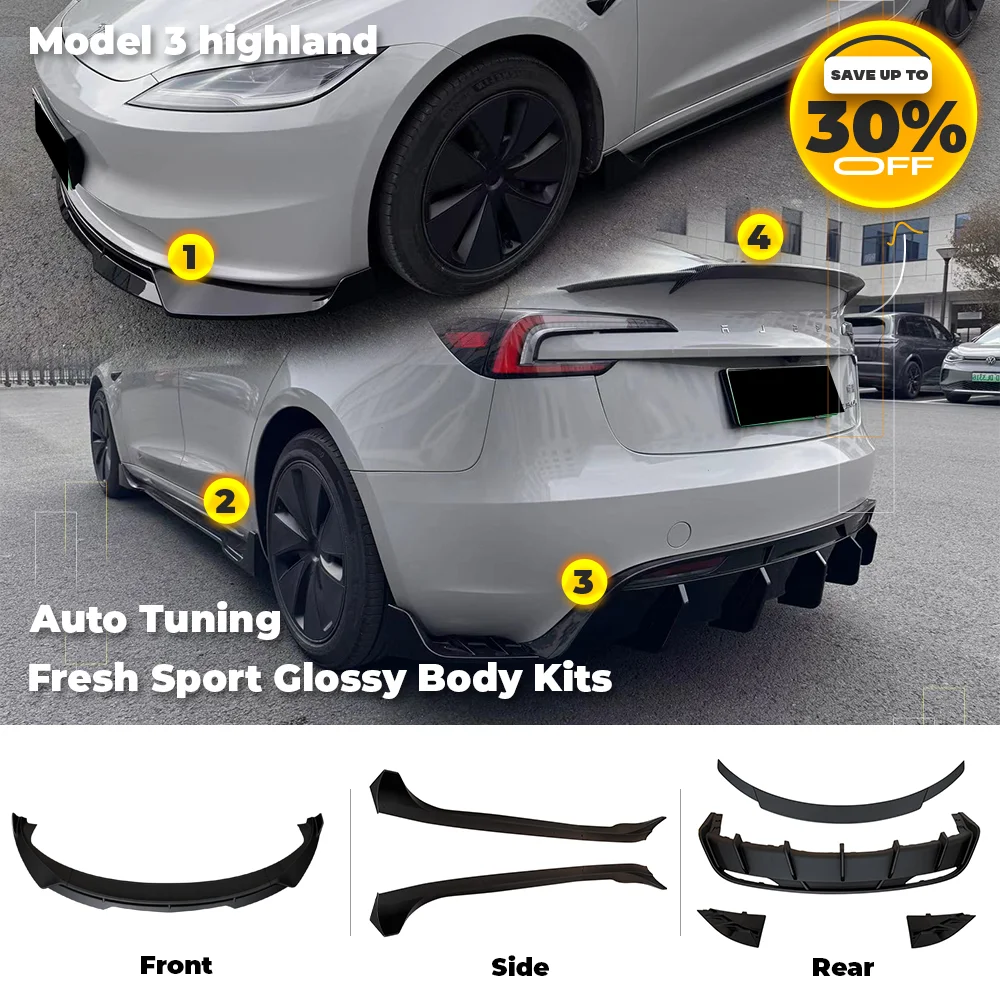 Fresh-Aero-For-Tesla-Model-3-Highland-2023-202-Body-Kits-Glossy-Carbon ...