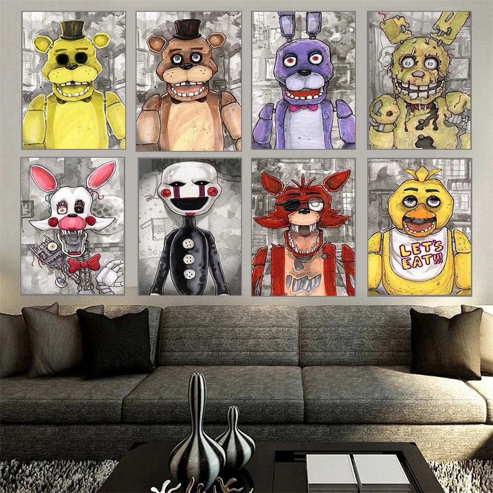 Freddy's Five Nights Fnaf-ultimate Group Game Series Canvas Painting Hd ...