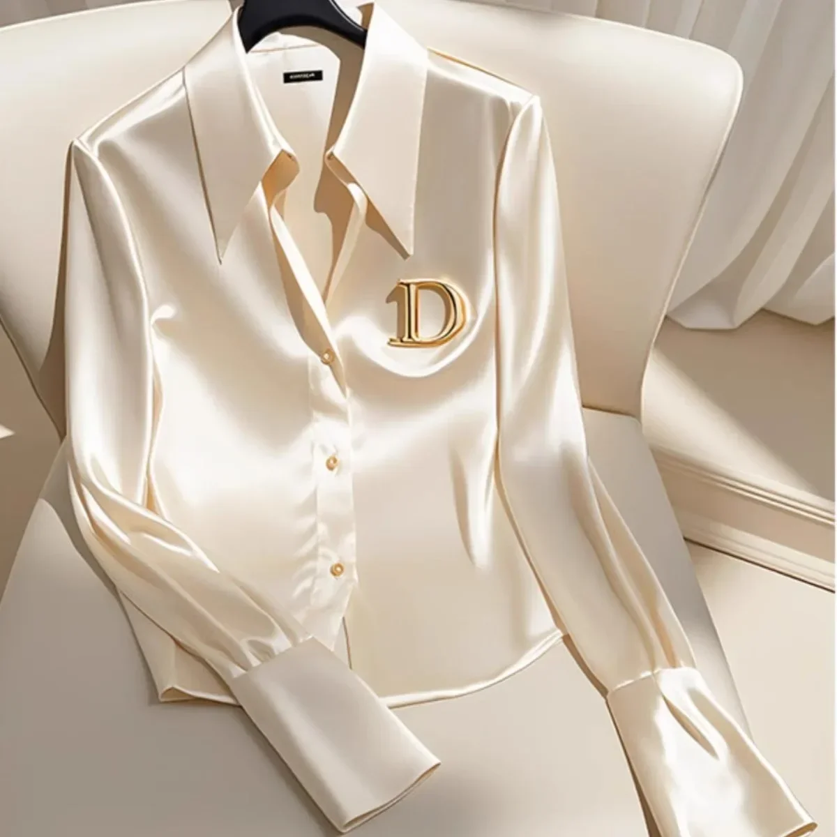 Camisas-y-blusas-con-acabado-satinado-para-mujer-camisa-elegante ...