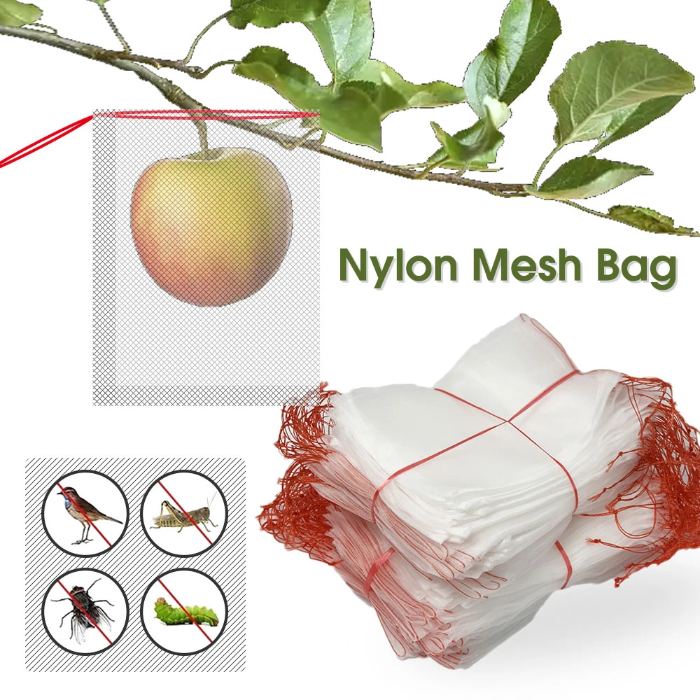 Nylon Netting Bag with Drawstring Vegetable Fruit Protection Bagging ...