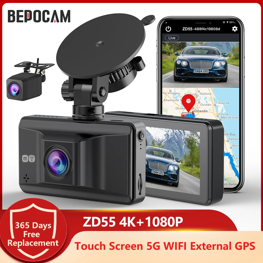4K-Wifi-Touch-Screen-Dual-Dash-Cam-External-GPS-Car-DVR-Front-and-Rear ...