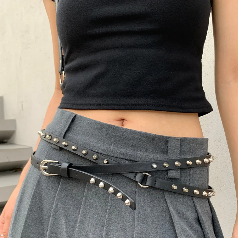 RAINIE-SEAN-Punk-Rock-Belts-for-Women-Black-Rivet-Women-Belt-Streetwear ...