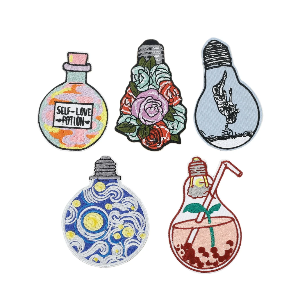 Punk-Light-Bulb-Embroidery-Iron-on-Patches-Sticker-DIY-Wave-Perfume ...
