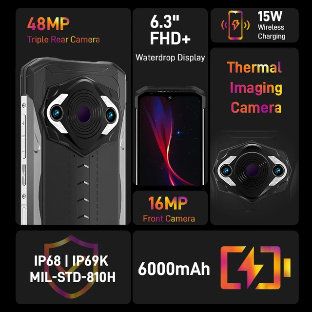 DOOGEE S98 Pro IP68/69 Android 12 Rugged Phone Thermal Imaging camera ...