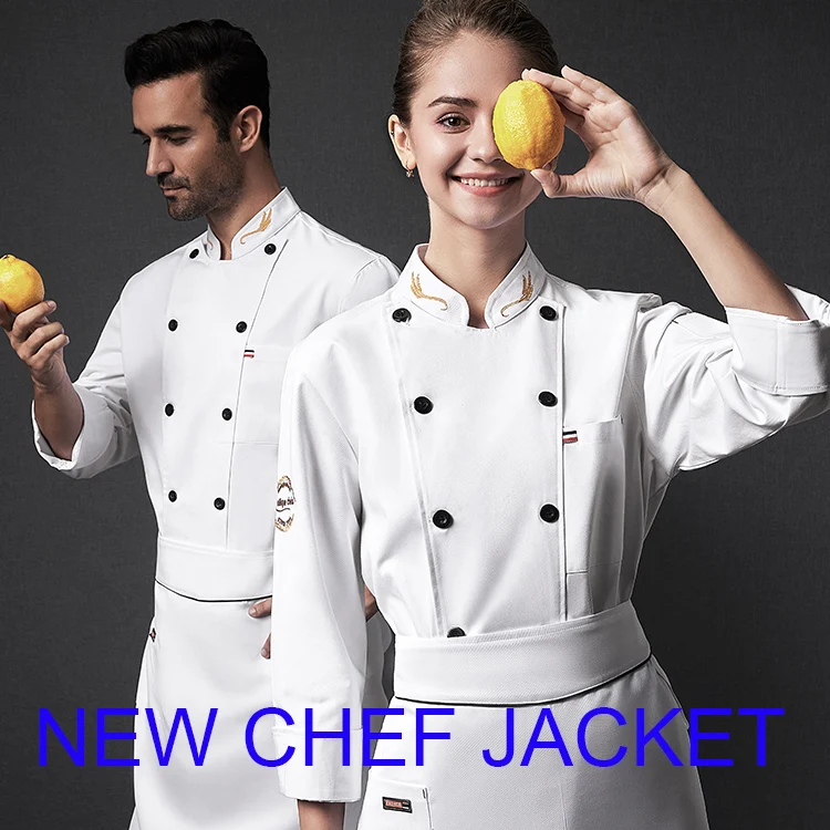 Long-Sleeve-Chef-Jacket-Men-Women-Unisex-Restaurant-Waiter-Uniform-Cook ...