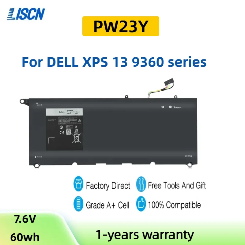 PW23Y-Laptop-Battery-For-DELL-XPS-13-9360-Series-Rechargeable-Replace ...