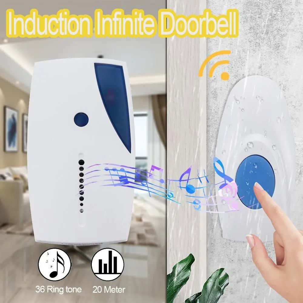 Cordless-LED-32-Chime-Musical-Doorbell-Digital-Doorbell-100m-Range ...