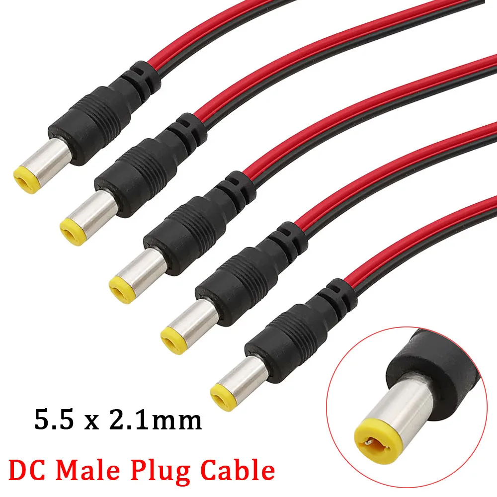 DC-Power-Male-Plug-Wire-Cable-Adapter-5-5x2-1mm-12V-1A-DC-Power-Plug ...