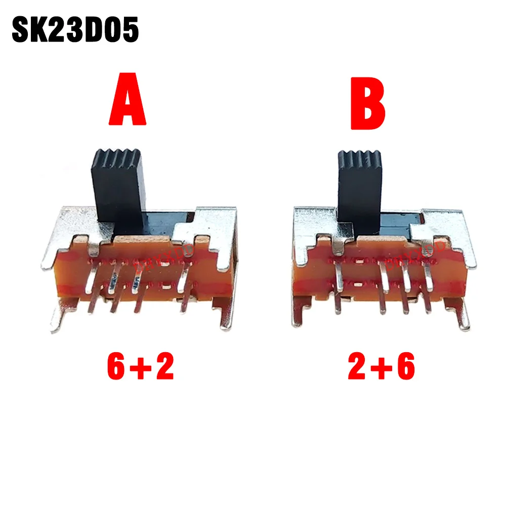 10PCS SK23D05 G6 Panel PCB 8 Pin 3 Position 2P3T DP3T Slide Switch Side Knob Straight Foot ...