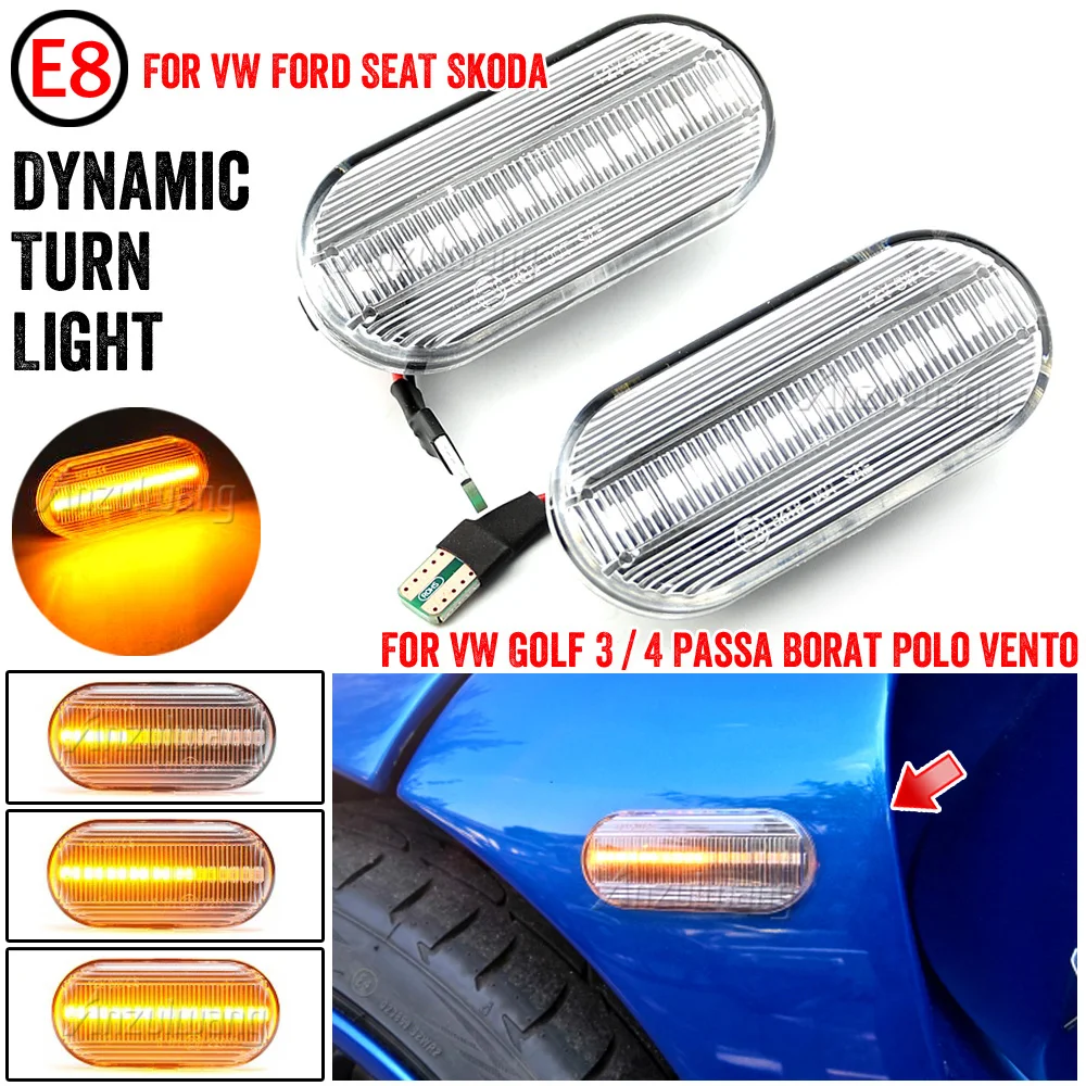 Smoked Dynamic Flowing LED Side Marker Turn Signal Light For VW ...