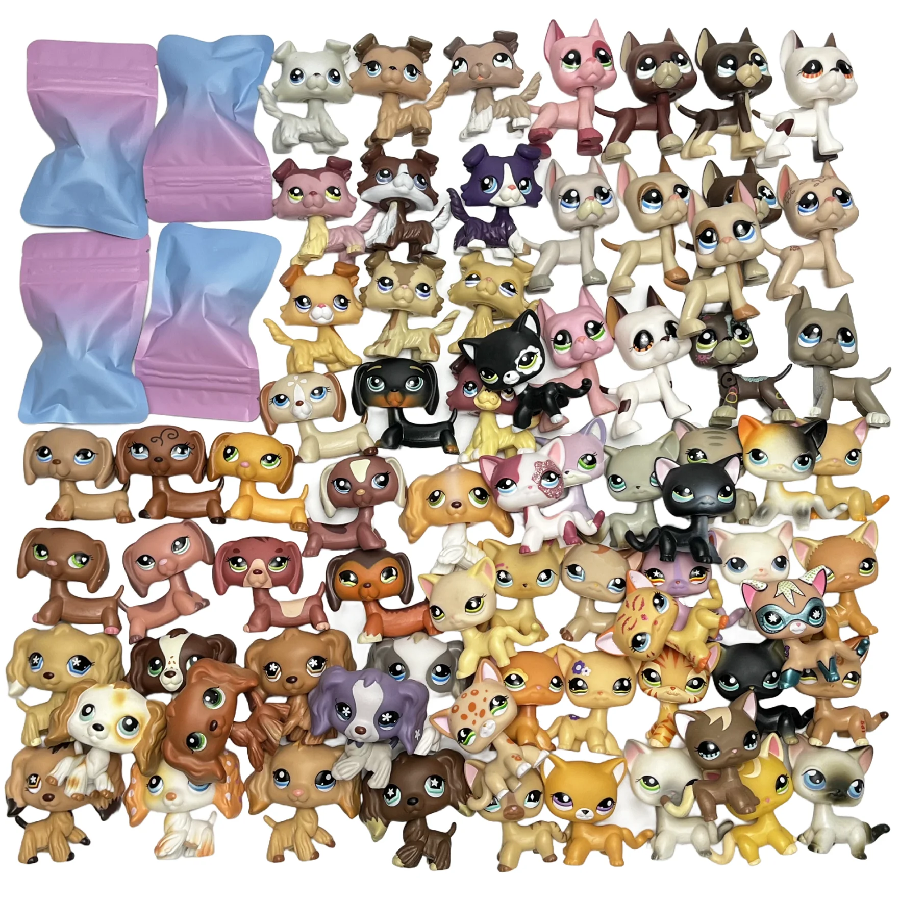 4pcs/lot Rare Old Lps Toys Pet Shop Bobble Head Cat Dog Collie Great ...